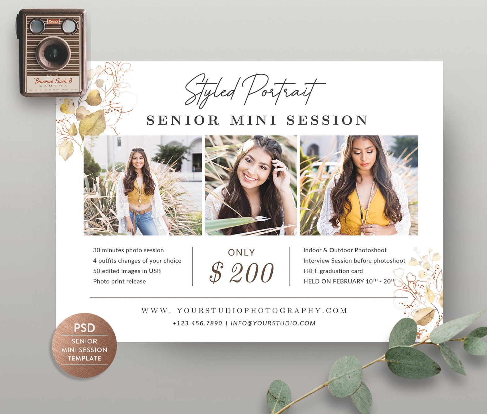 Senior Mini Session Template Senior Potrait Session Marketing | Etsy