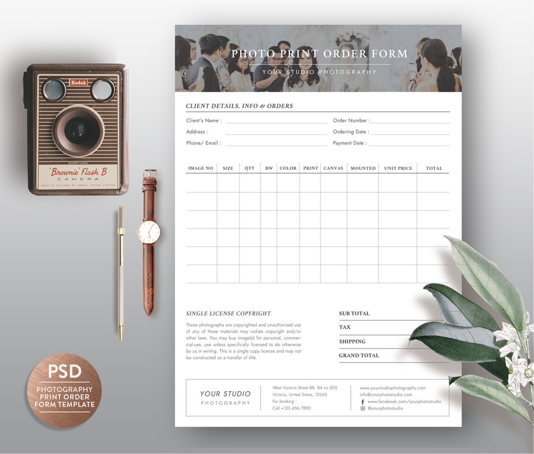 Print Order Template for Photographer, Photography Print Order Form in ...