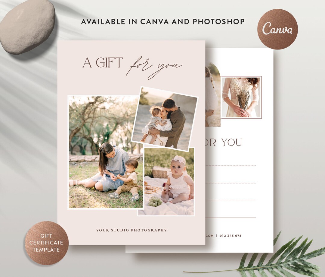 Photography Gift Card CANVA Template, Photoshop Gift Certificate ...