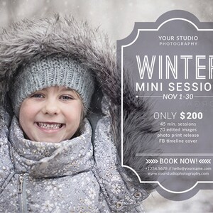 Holiday Mini Session Flyer Template, Winter/ Christmas Marketing Card ...