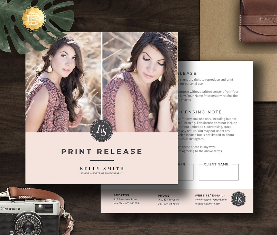 Print Release Template for Photographer, Photo Print Release Photoshop ...