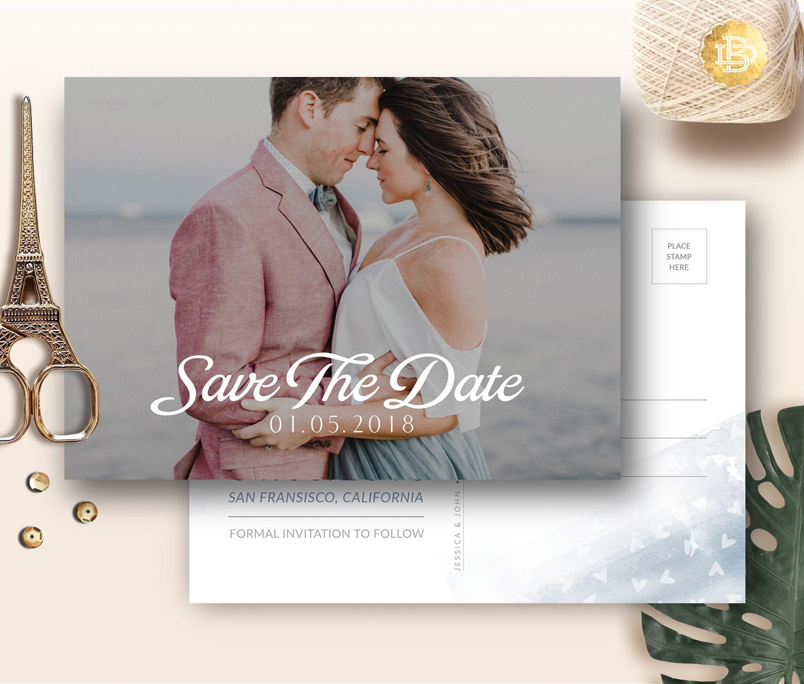Save The Date Postcard Template for Photographer Engagement | Etsy