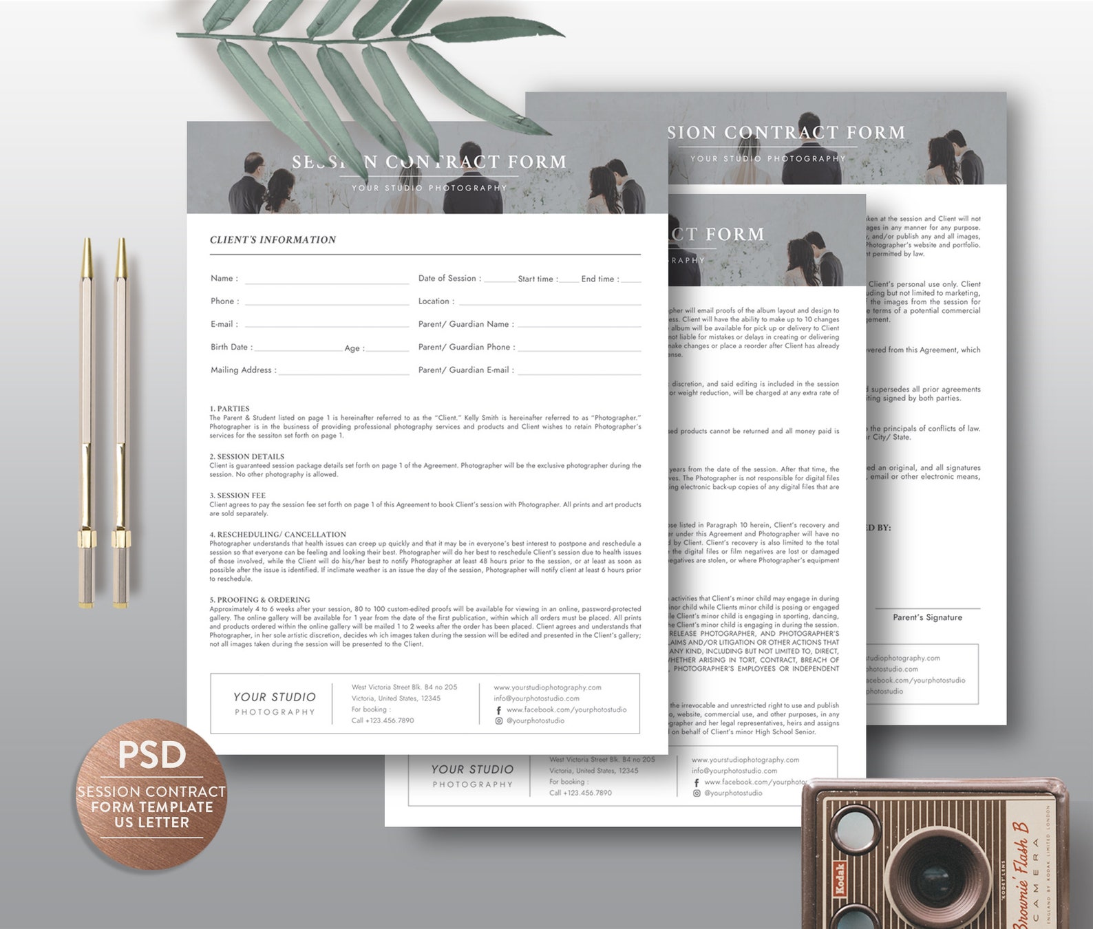 Session Contract Template for Photographer Photography - Etsy