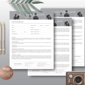 Session Contract Template for Photographer, Photography Contract Form ...