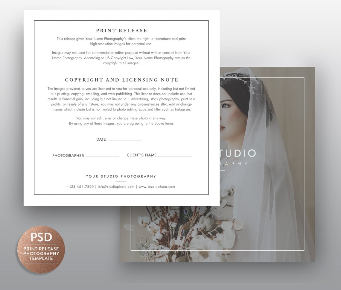 Print Release Template for Photographer Photo Print Release - Etsy