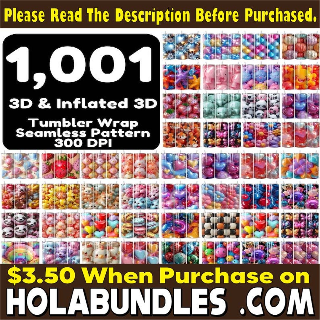 1,001 3D & Inflated 3D Sublimation Designs, Seamless Pattern, Tumbler ...