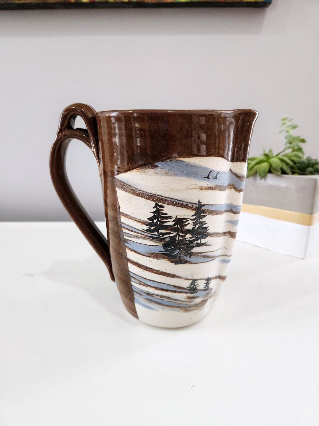 Vintage Earth Park Pottery Pitcher Ceramic Pitcher With Woodland ...