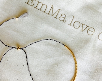 Black and Gold String Bracelet/ Minimalist Bracelet / Adjustable ...