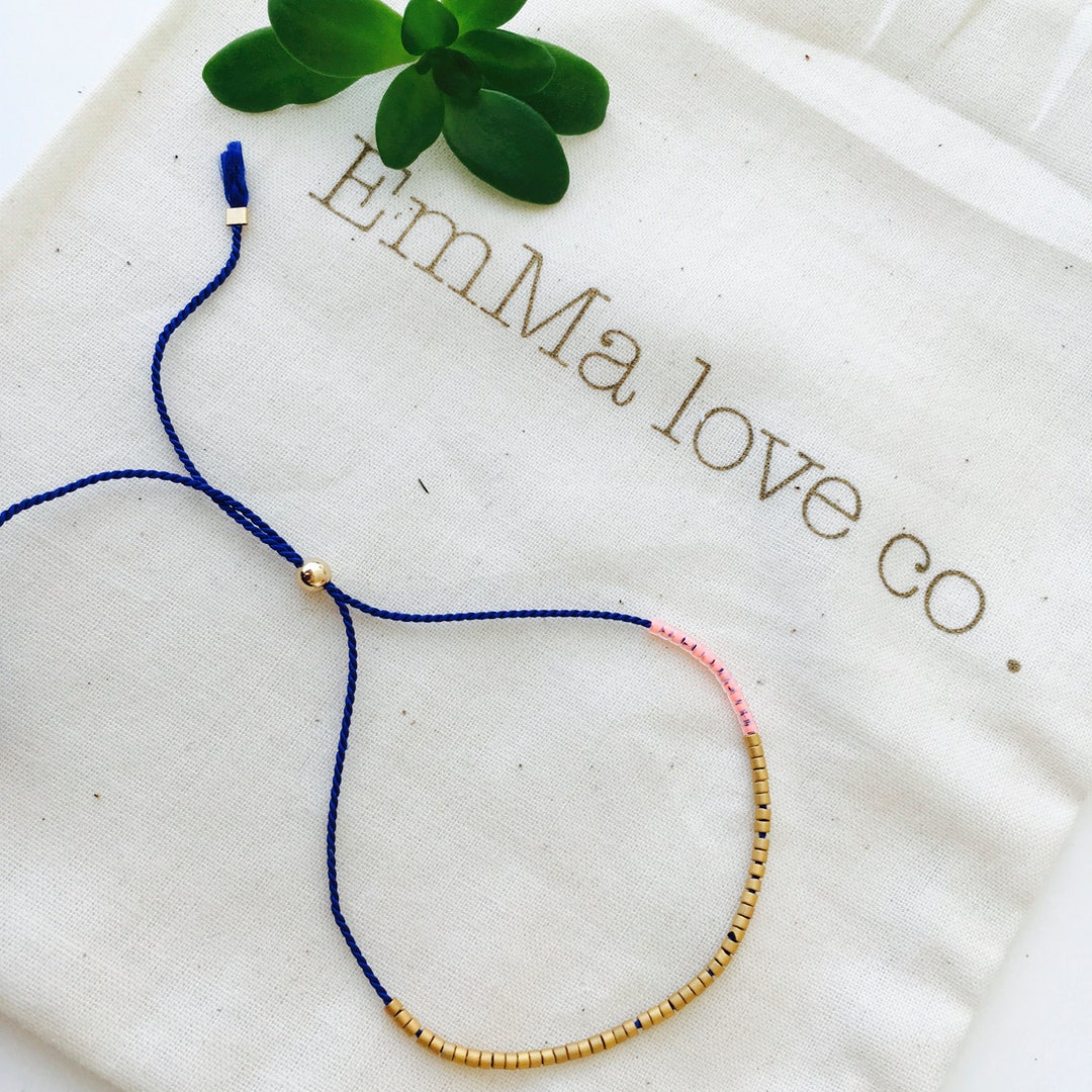 Blue String Bracelet / Minimalist Bracelet / Adjustable Bracelet ...