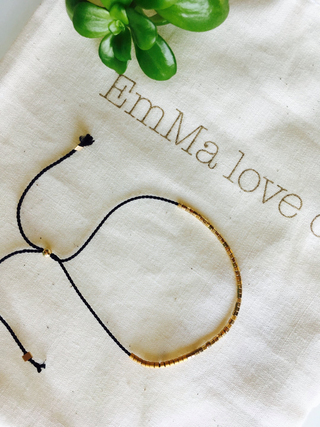 Black and Gold String Bracelet/ Minimalist Bracelet / Adjustable ...