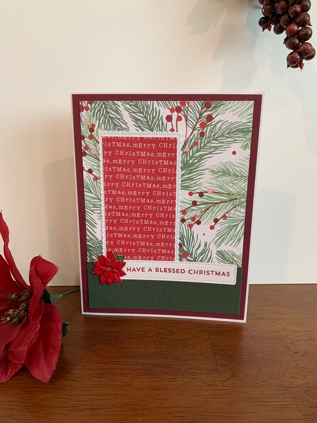 Simple Christmas Cards; Holly Berry Cards; Poinsettia; Winter Foliage ...