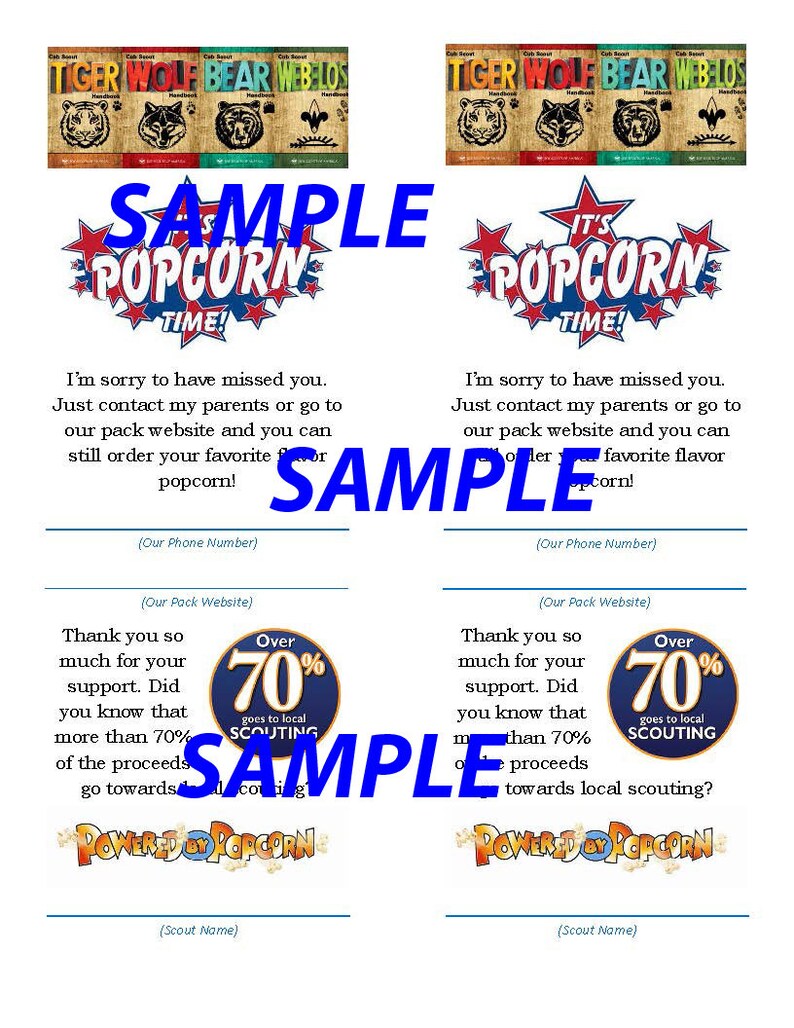 Cub Scout Popcorn sorry I Missed You Card - Etsy