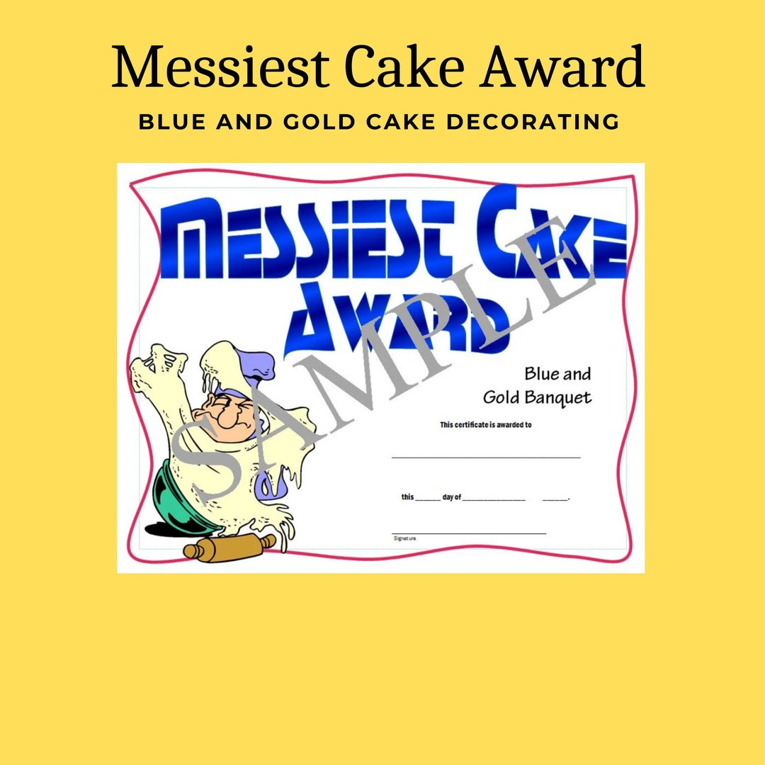 Messiest Cake Award for Cub Scout Blue and Gold Banquet - Etsy