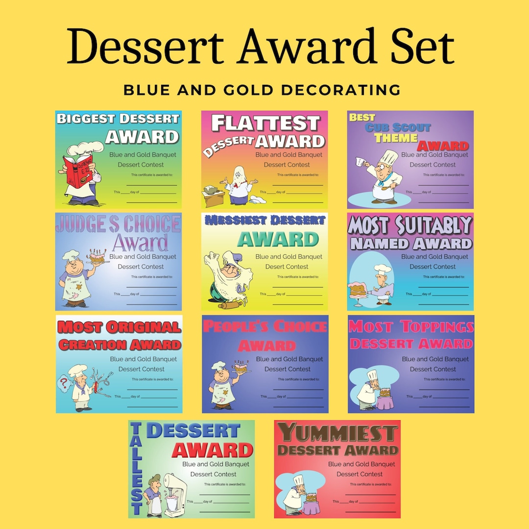 Set of 11 Dessert Awards for Blue and Gold Banquet - Etsy