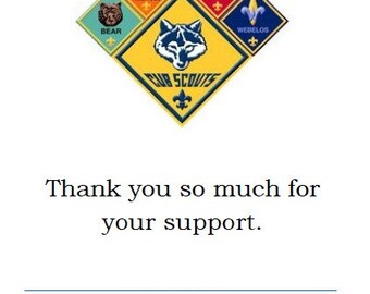 Cub Scout Popcorn thank You for Your Support Card | Etsy