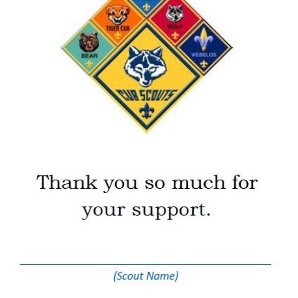 Cub Scout Thank You Printable - Etsy Australia