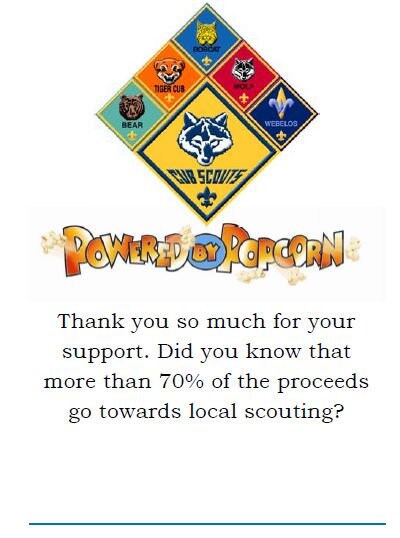 Cub Scout Popcorn thank You for Your Support Card - Etsy