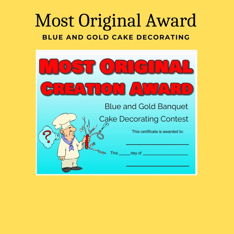 Most Original Cake Award Blue and Gold Banquet Cake Decorating Award ...