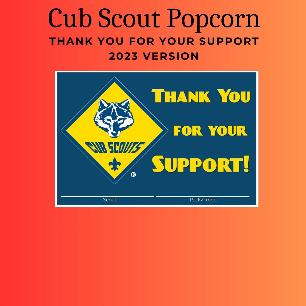 Cub Scout thank You for Your Support Card 2023 Design - Etsy