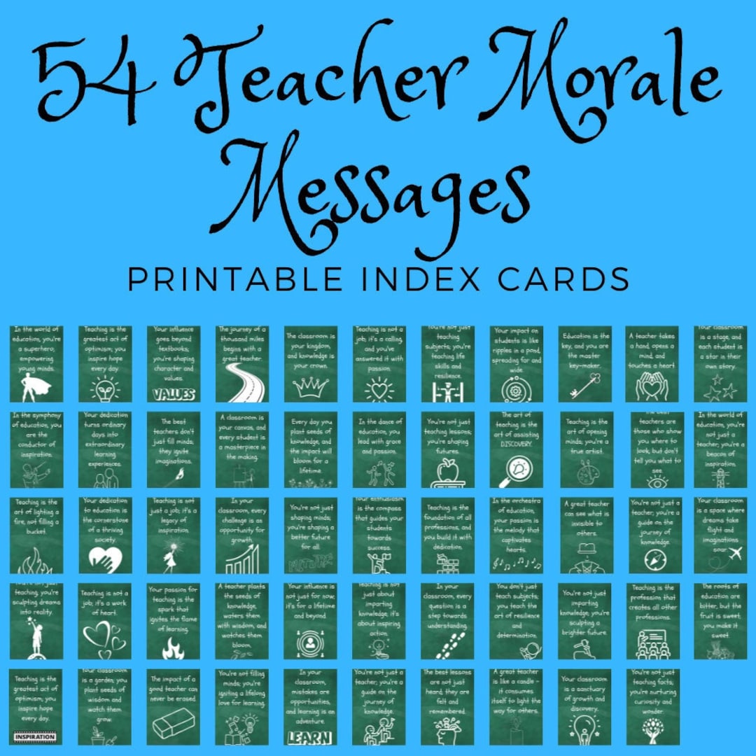 54 Teacher Morale Messages Printable Index Cards - Etsy