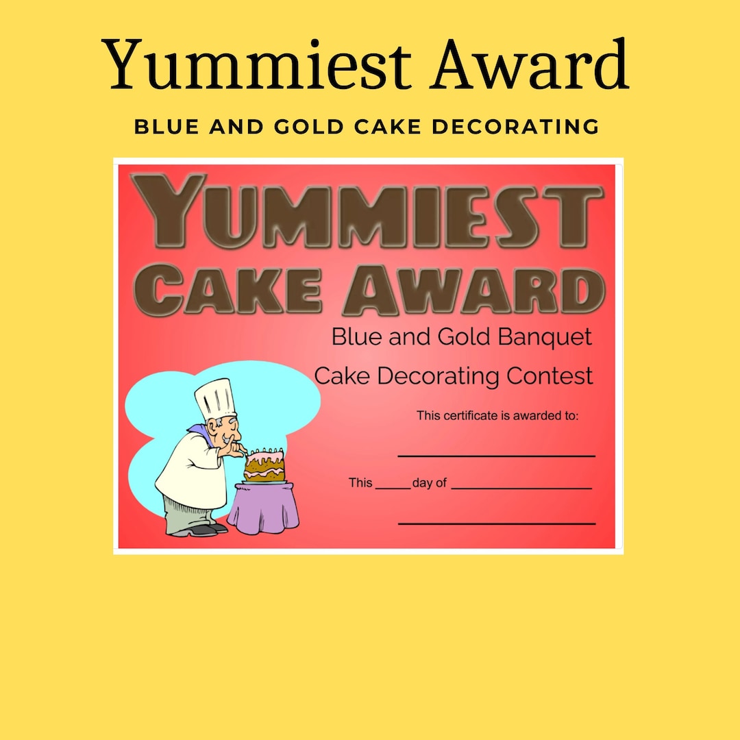 Yummiest Cake Award Blue and Gold Banquet Cake Decorating Award ...