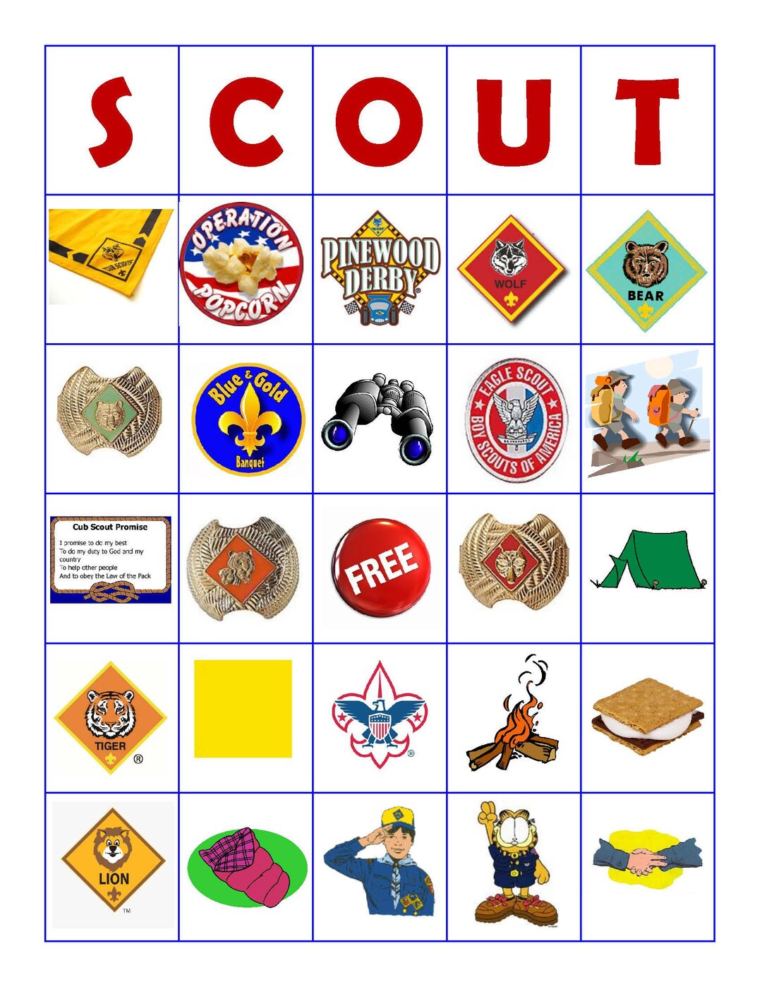 30 Card Cub Scout Bingo 2023 Version Now Includes Scouting - Etsy Canada