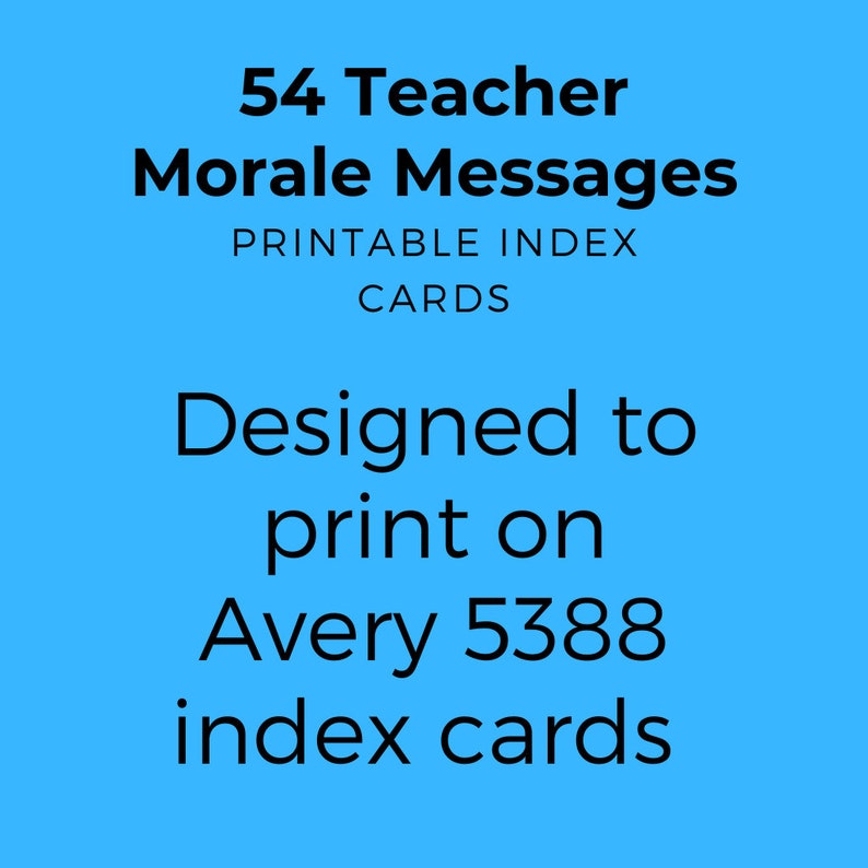 54 Teacher Morale Messages Printable Index Cards - Etsy