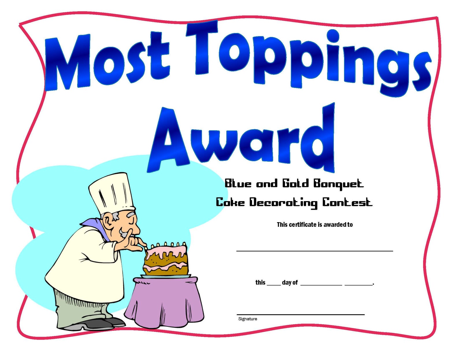 Most Toppings Cake Award Blue and Gold Banquet Cake Decorating Contest ...