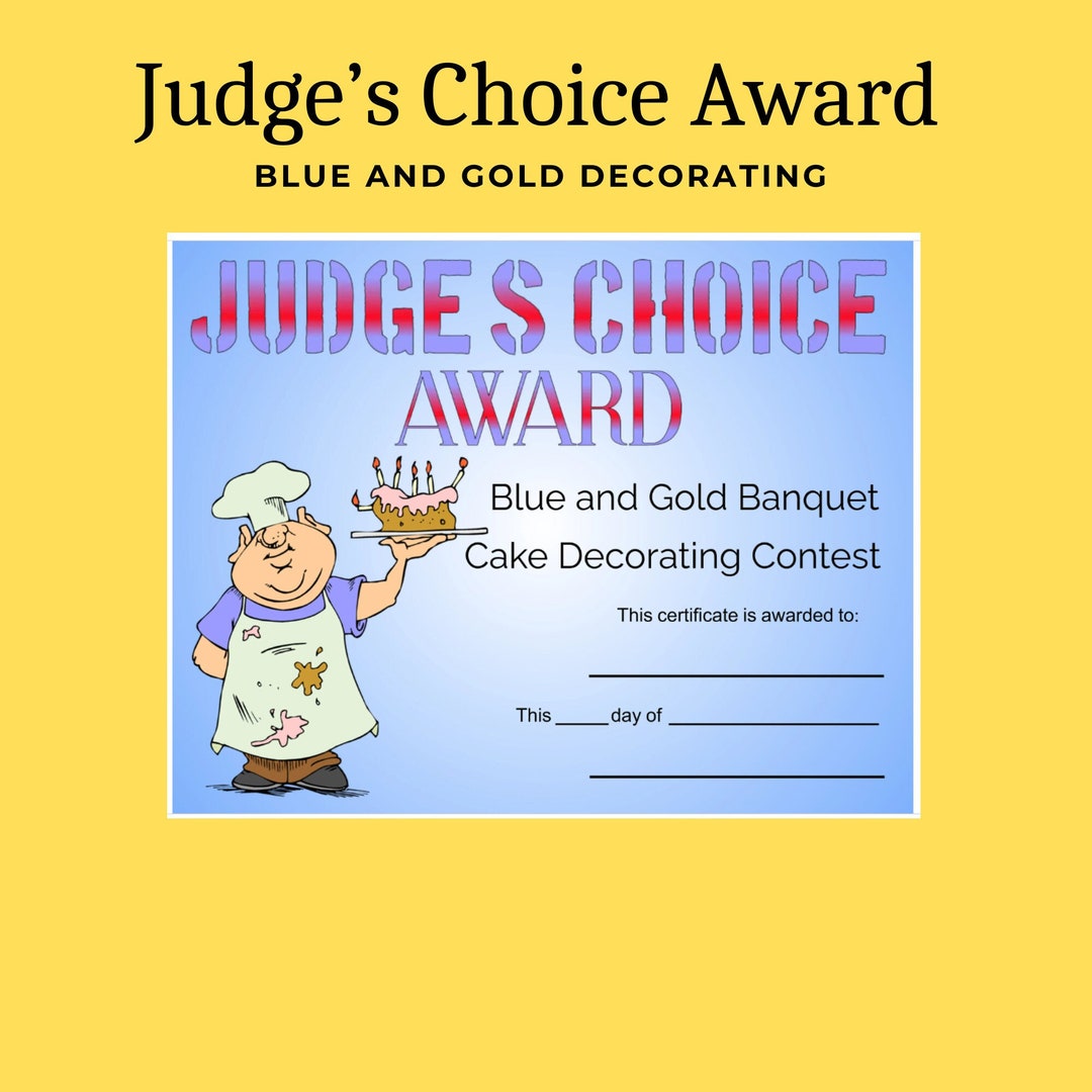 Judge's Choice Award - Blue and Gold Banquet Decorating Award Printable ...