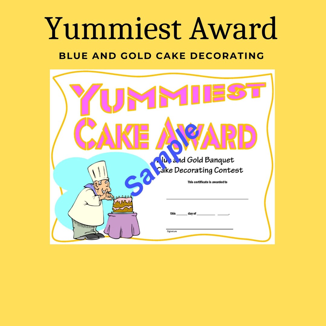 Yummiest Cake Award Blue and Gold Banquet Cake Decorating Award ...