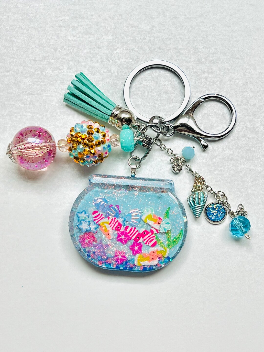 Fish Tank, Cute Fish, Keychain, Fish Tank Keychain, Glitter, Glitter ...