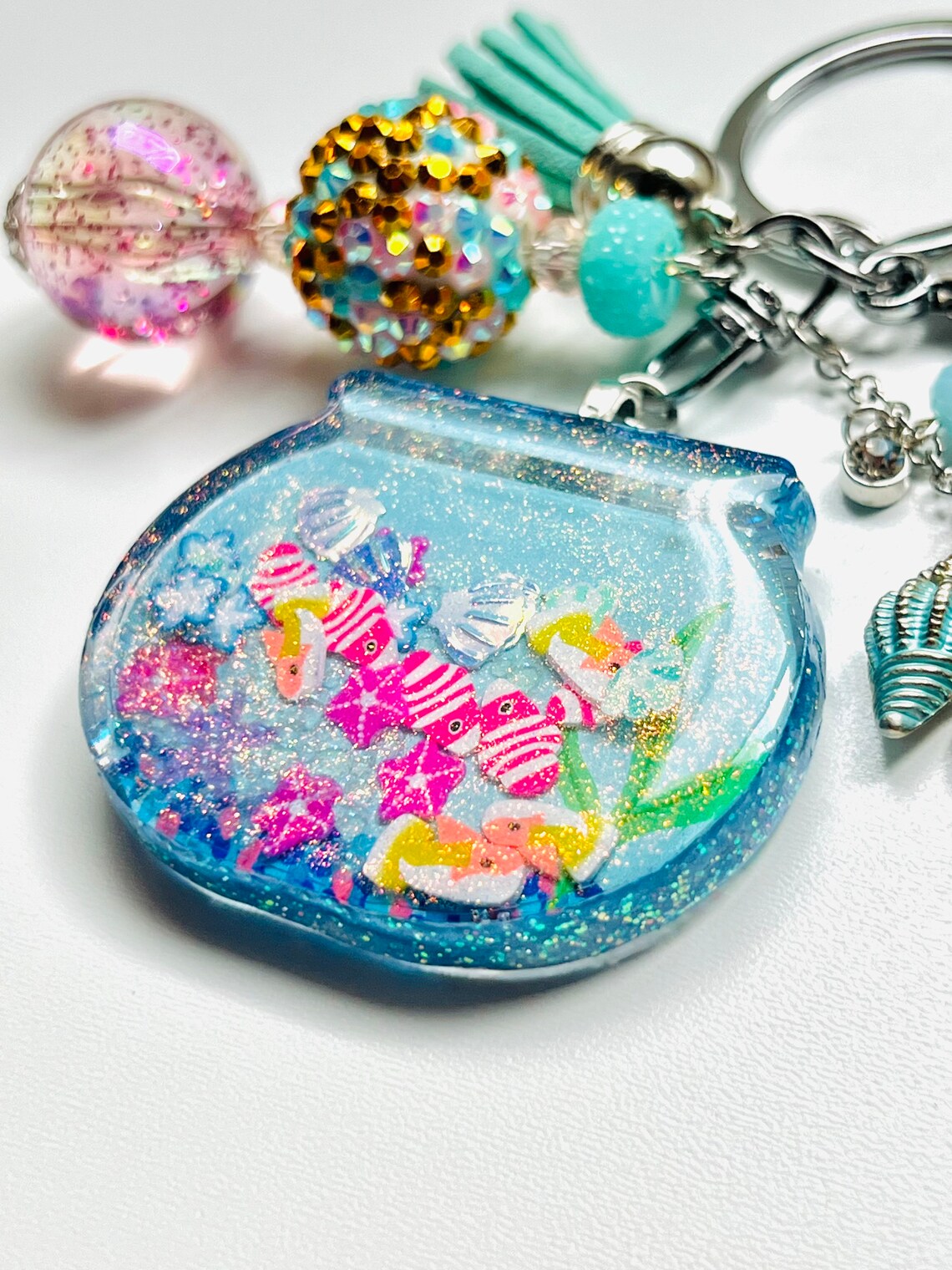Fish Tank, Cute Fish, Keychain, Fish Tank Keychain, Glitter, Glitter ...