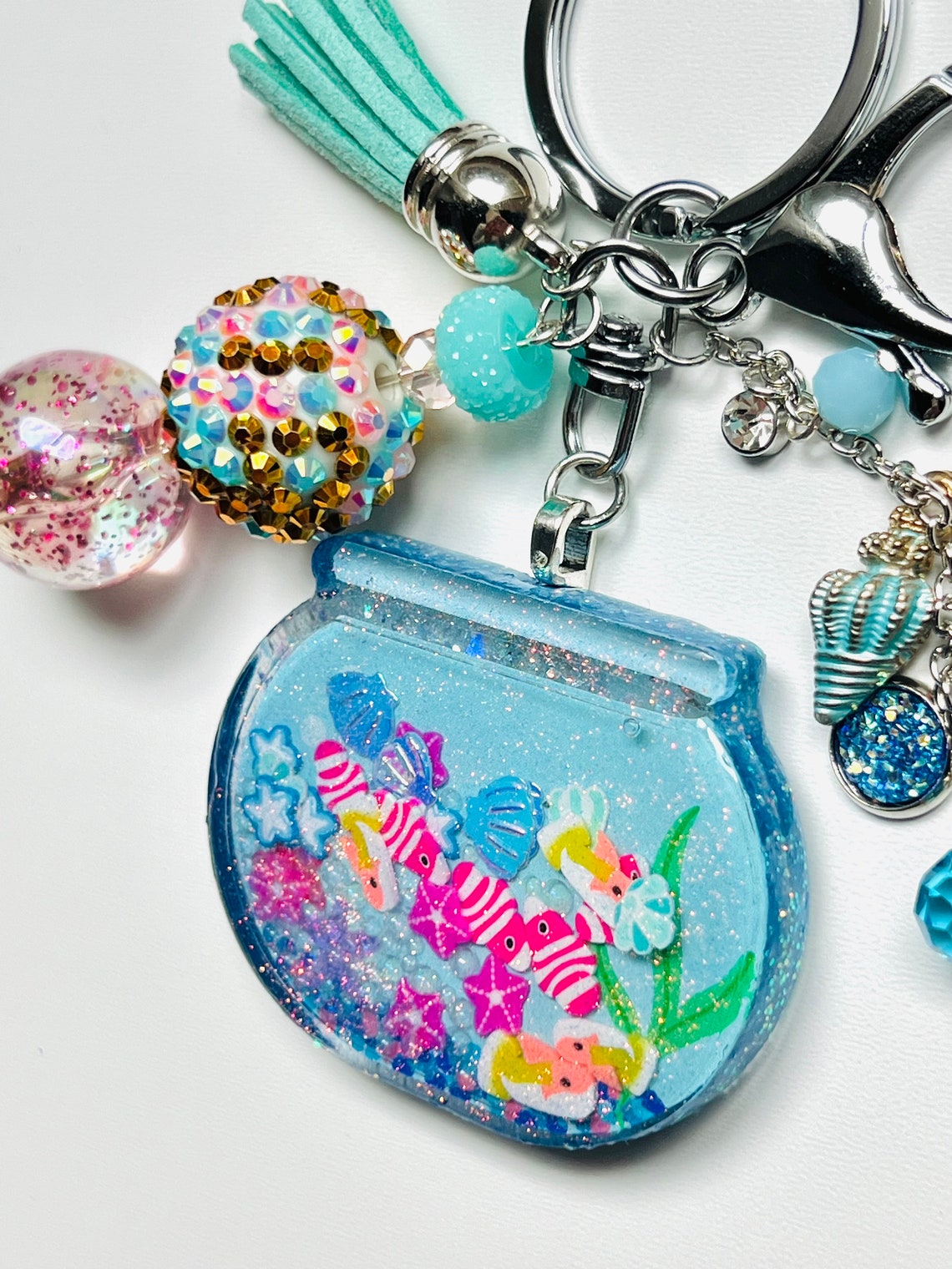 Fish Tank, Cute Fish, Keychain, Fish Tank Keychain, Glitter, Glitter ...