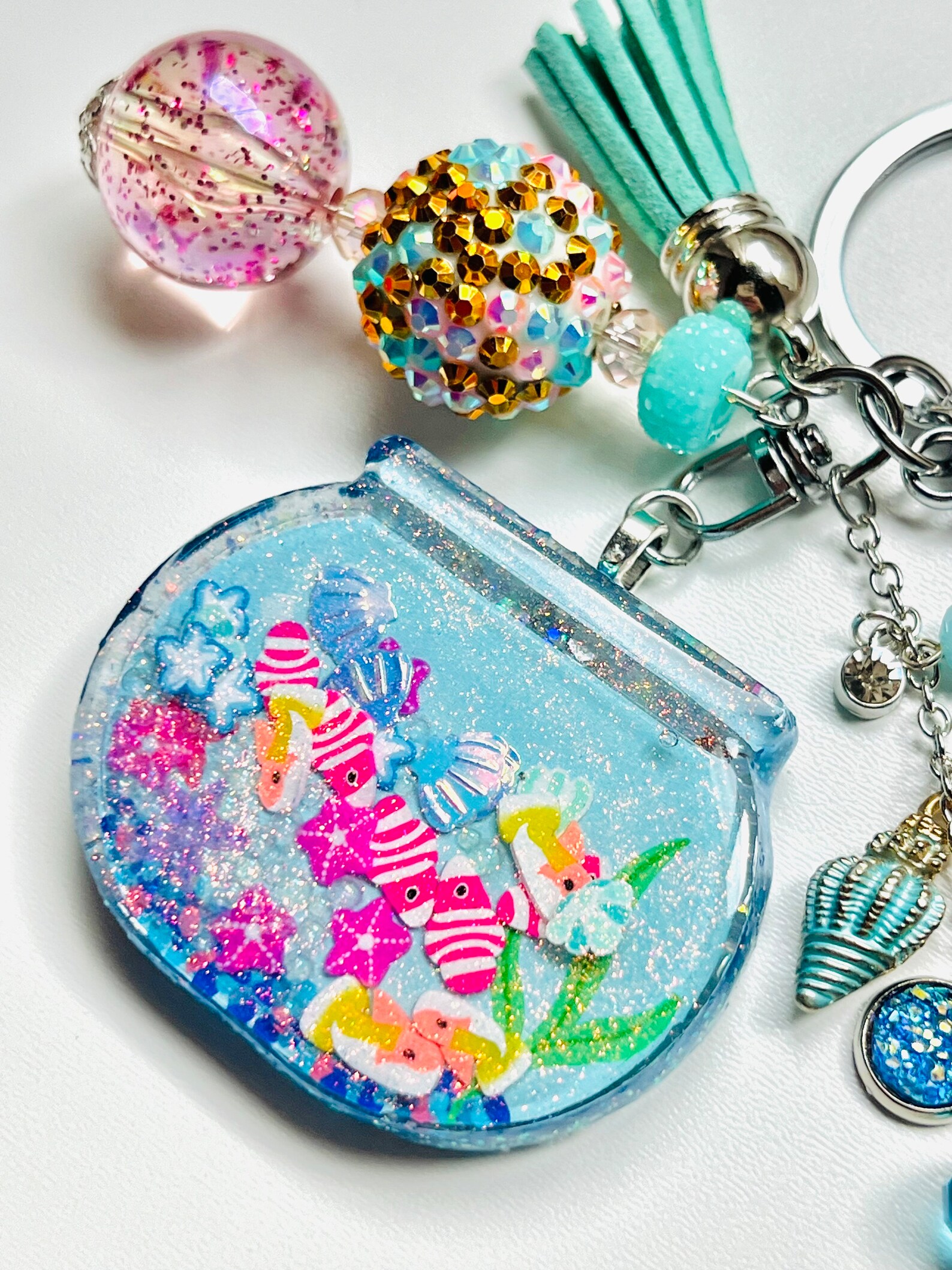 Fish Tank, Cute Fish, Keychain, Fish Tank Keychain, Glitter, Glitter ...