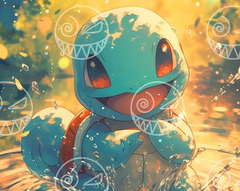 AI - the Cutest Turtle - Squirtle - Anime Art - Gamer Home Decor ...