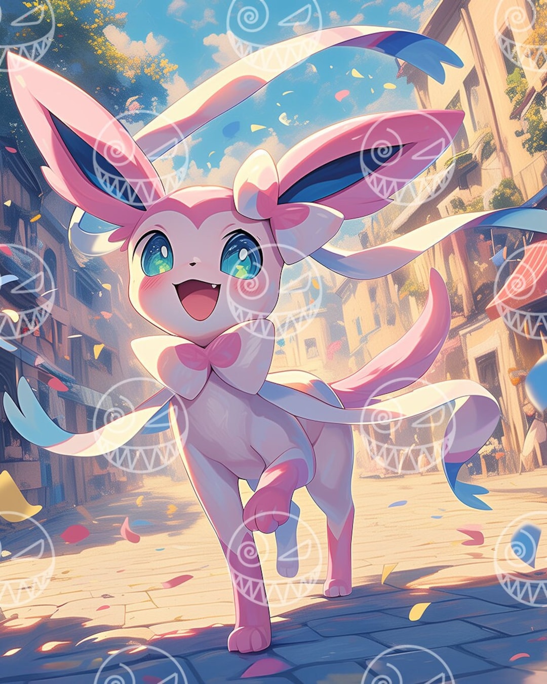 Eeveelution Sylveon Anime Art, Bedroom Art, Gamer Home Decor, Printable ...
