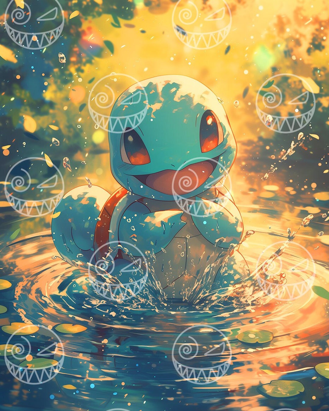 The Cutest Turtle Squirtle Anime Art Gamer Home Decor First Generation ...