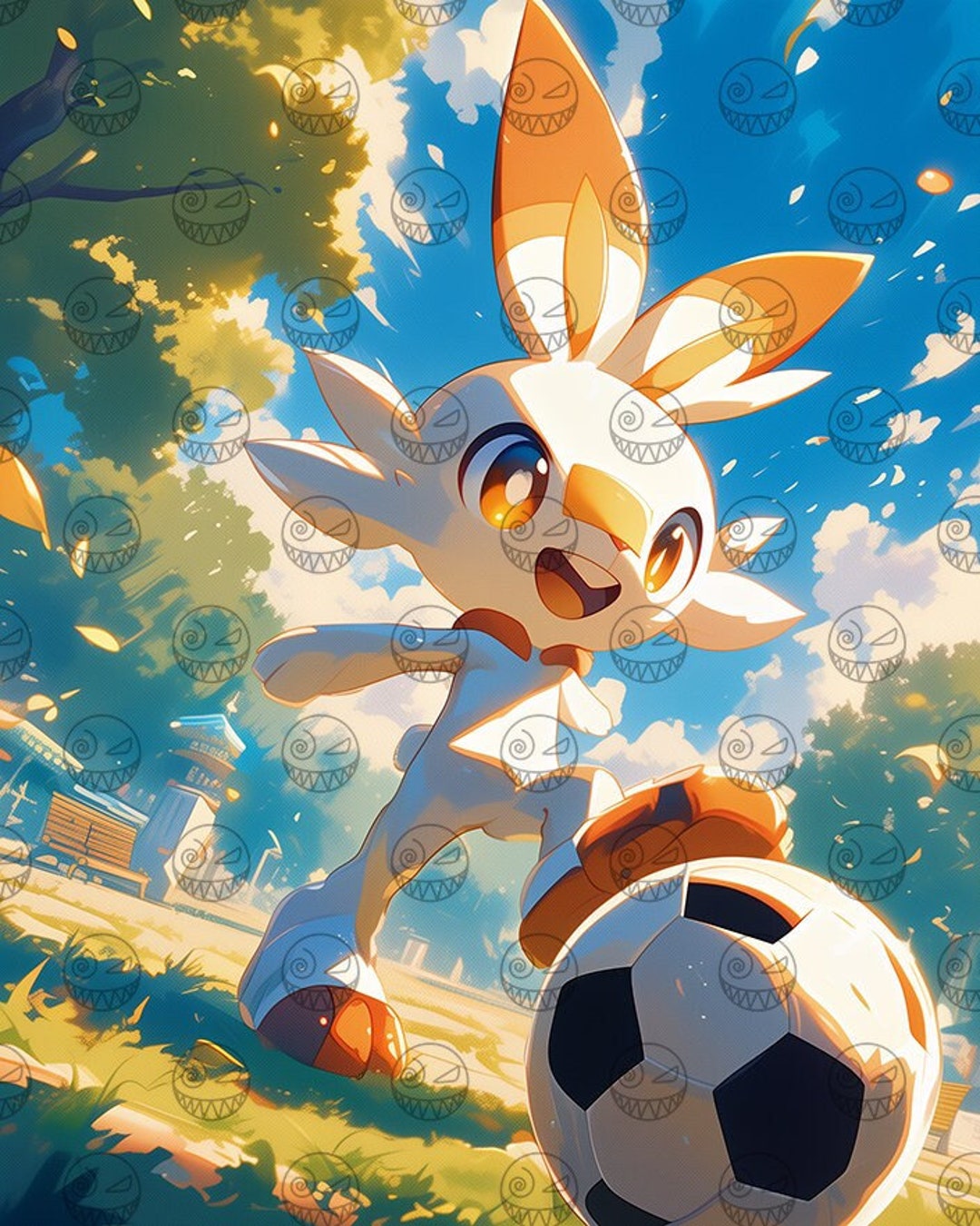 Pokemon Porster Scorbunny Anime Art Gamer Home Decor Eighth Generation ...