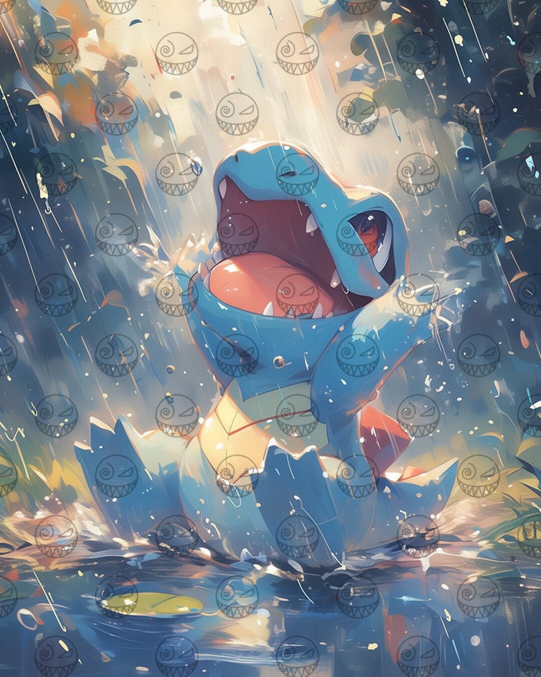 AI - Pokemon Poster - Totodile - Anime Art - Gamer Home Decor - Second ...