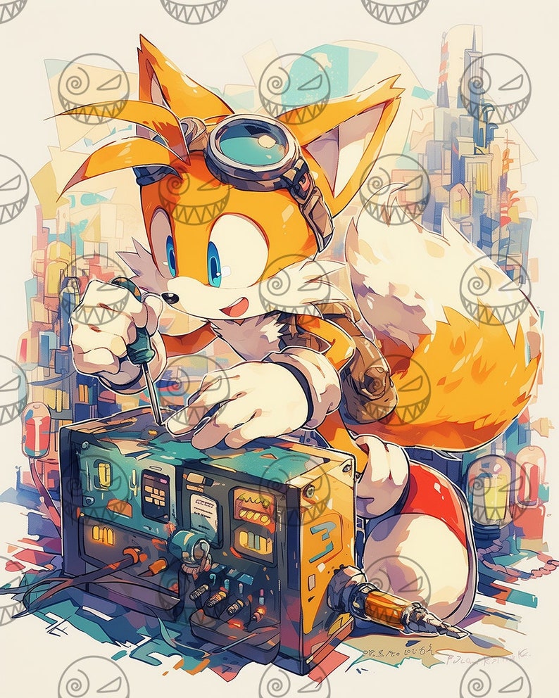 Tails the Fox, Busily Working on One of His Gadgets, Gamer Poster Art ...