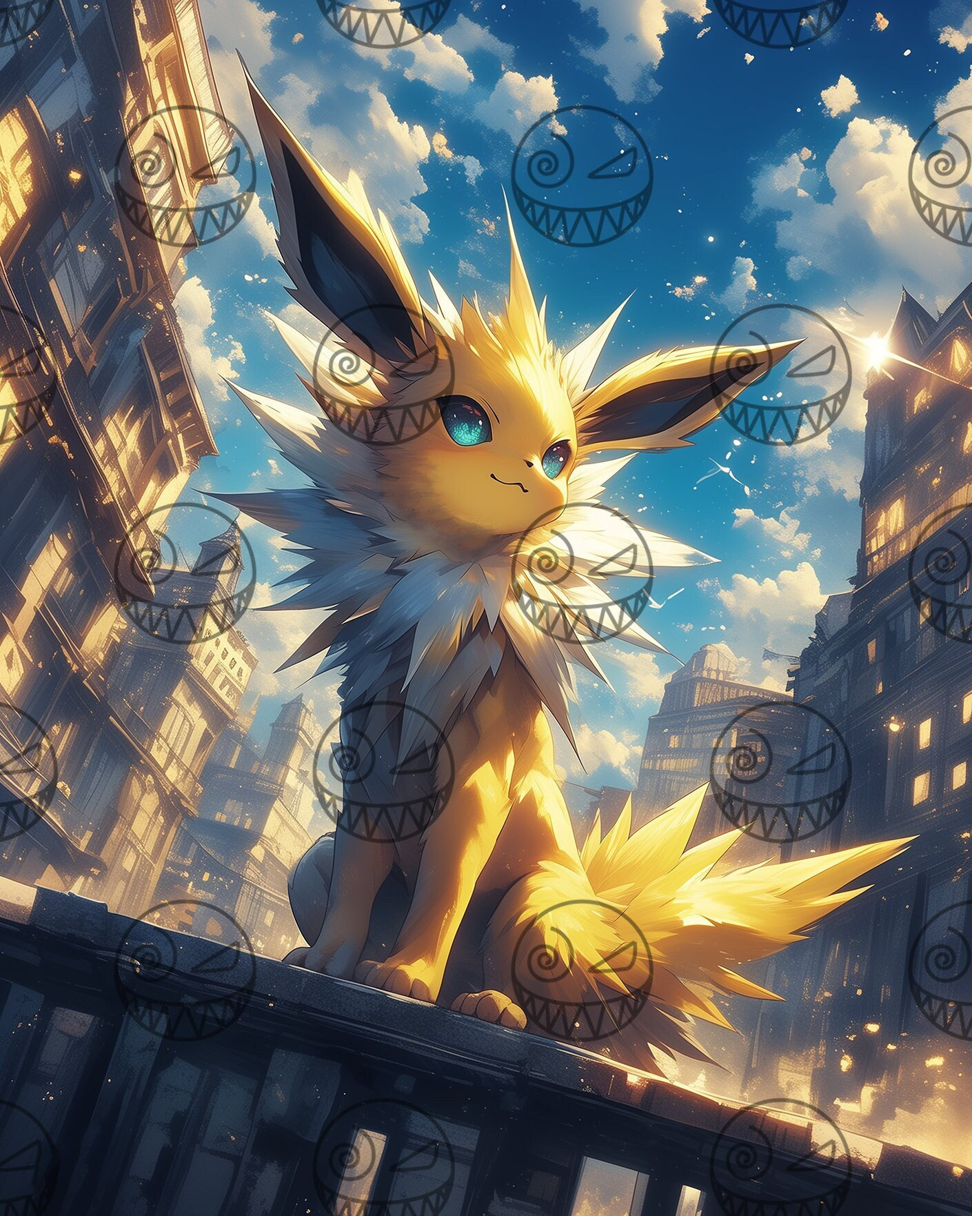 Eeveelution Jolteon Anime Art, Bedroom Art, Gamer Home Decor, First ...