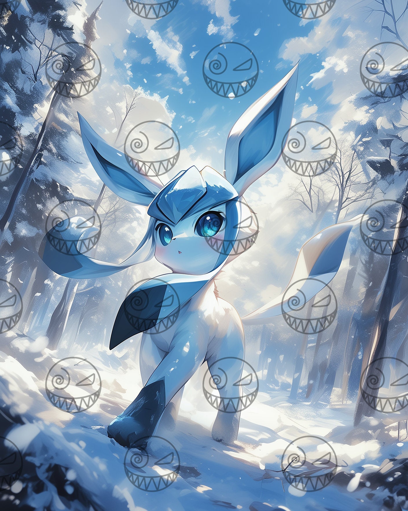 Eeveelution Glaceon Anime Art, Bedroom Art, Gamer Home Decor, Printable ...