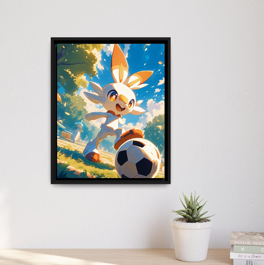 Pokemon Porster Scorbunny Anime Art Gamer Home Decor Eighth Generation ...