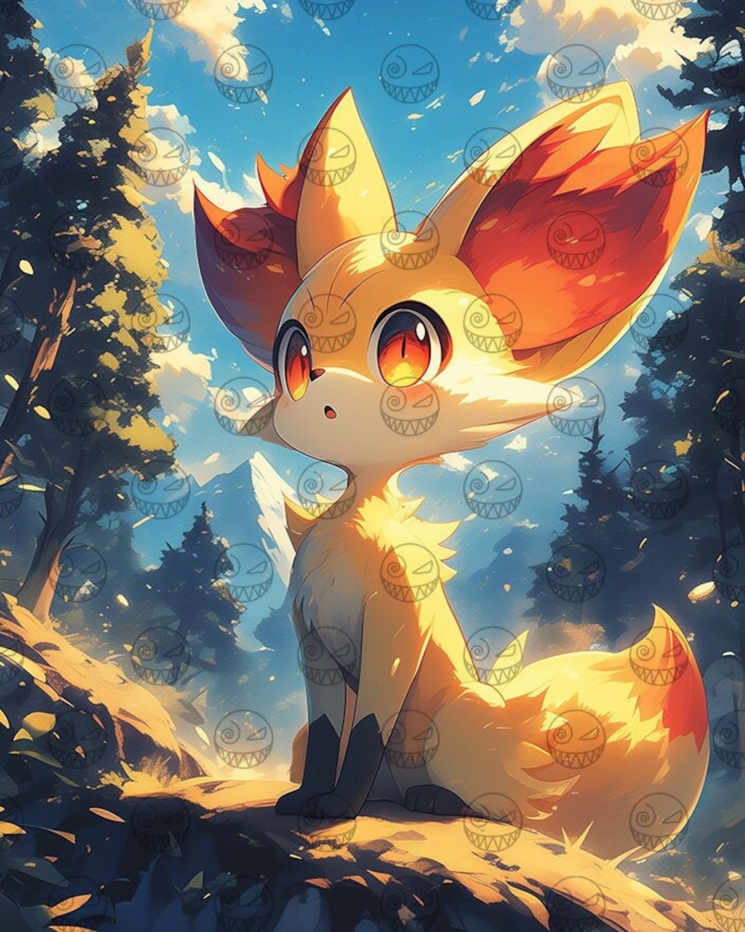 Pokemon Poster Fennekin Anime Art Gamer Home Decor Sixth Generation ...