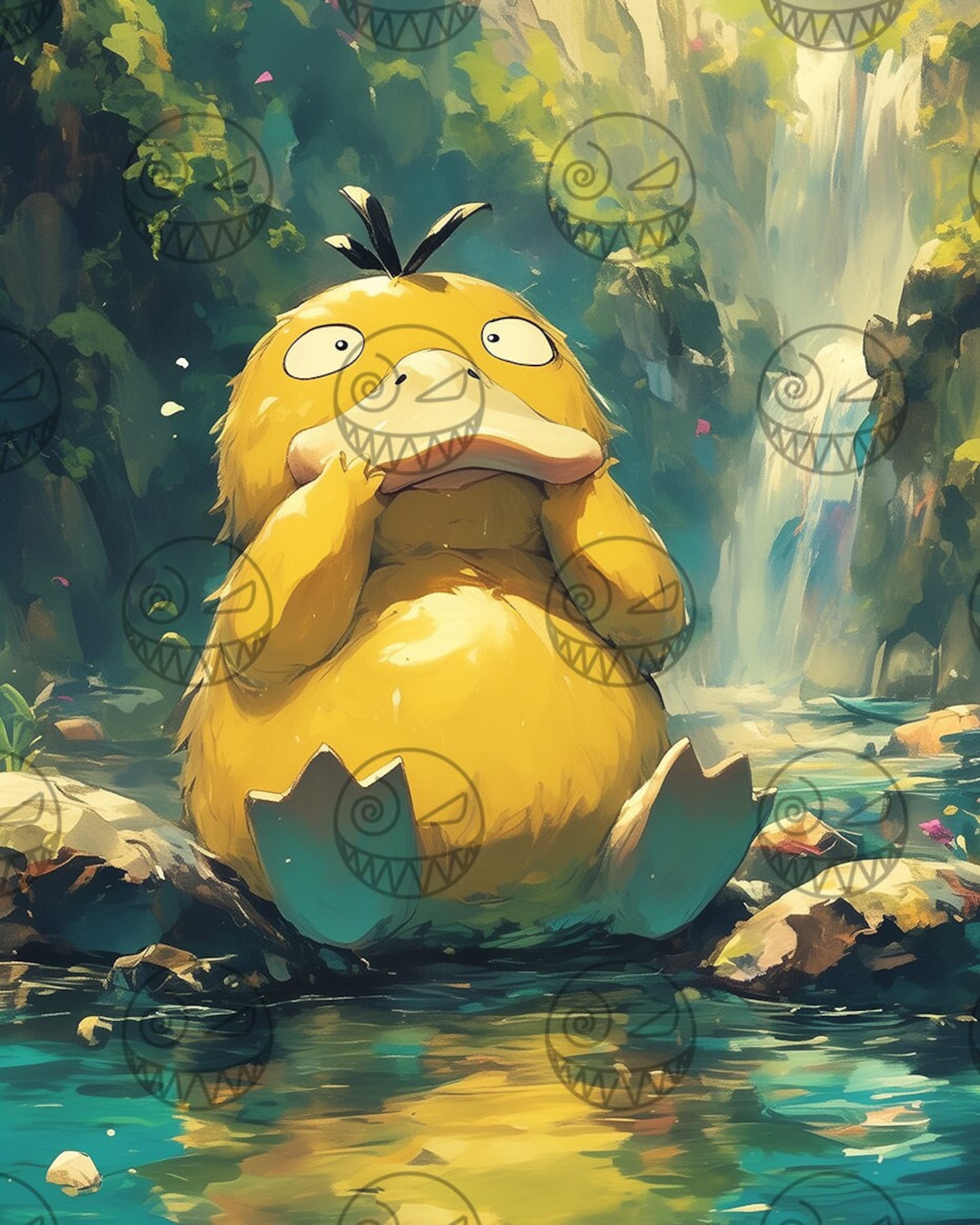 Pokemon Poster Psyduck Anime Art Gamer Home Decor First Generation ...