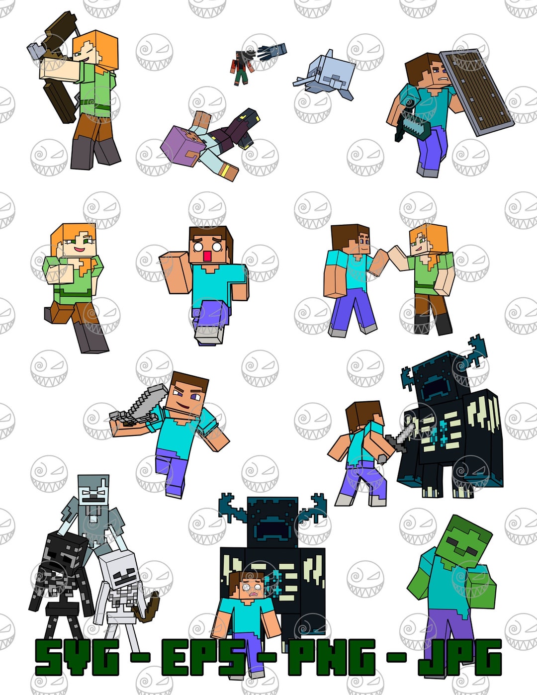 Minecrafter SVG, PNG, EPS, Jpgs for Vinyl Cutters - 44 Minecraft Files ...