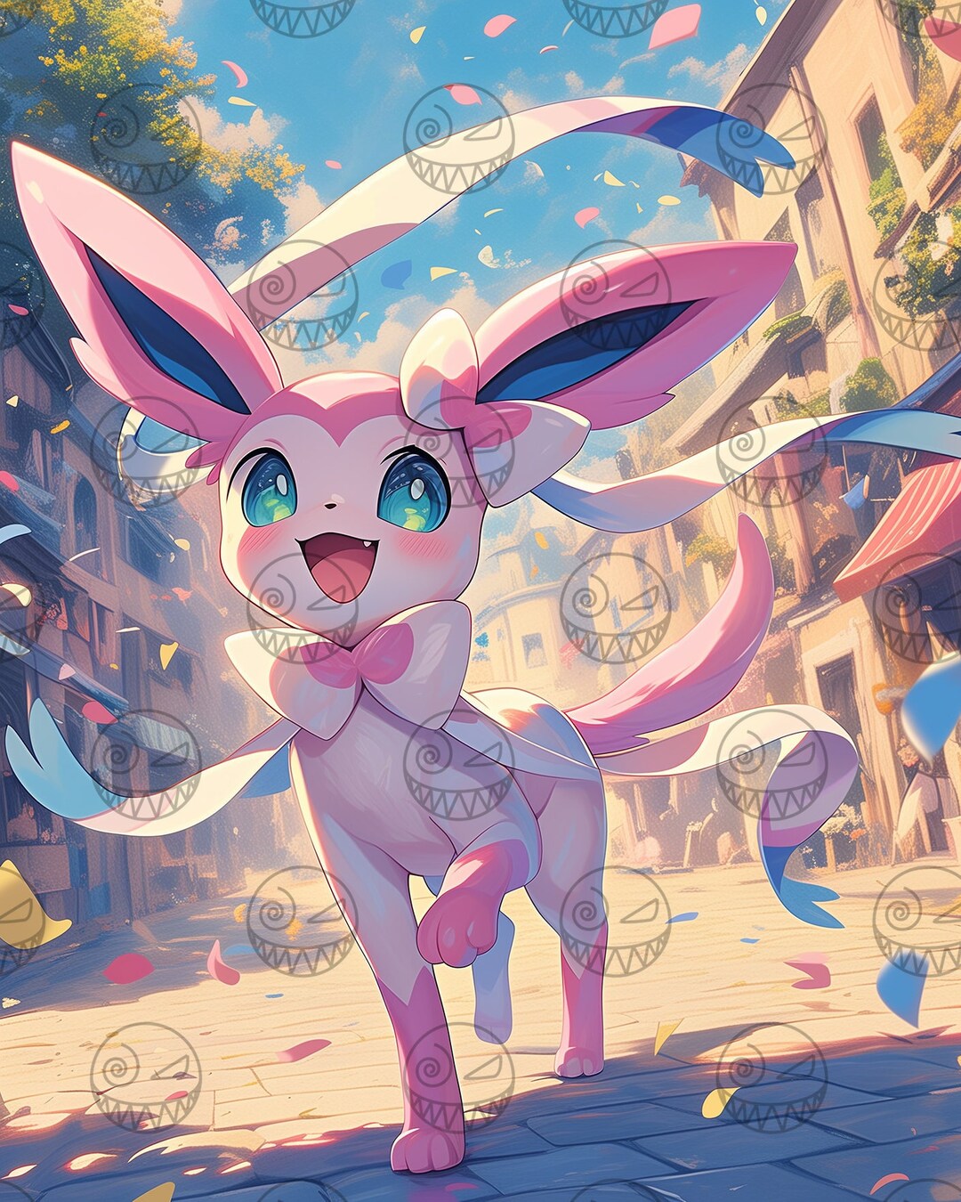 Eeveelution Sylveon Anime Art, Bedroom Art, Gamer Home Decor, Printable ...