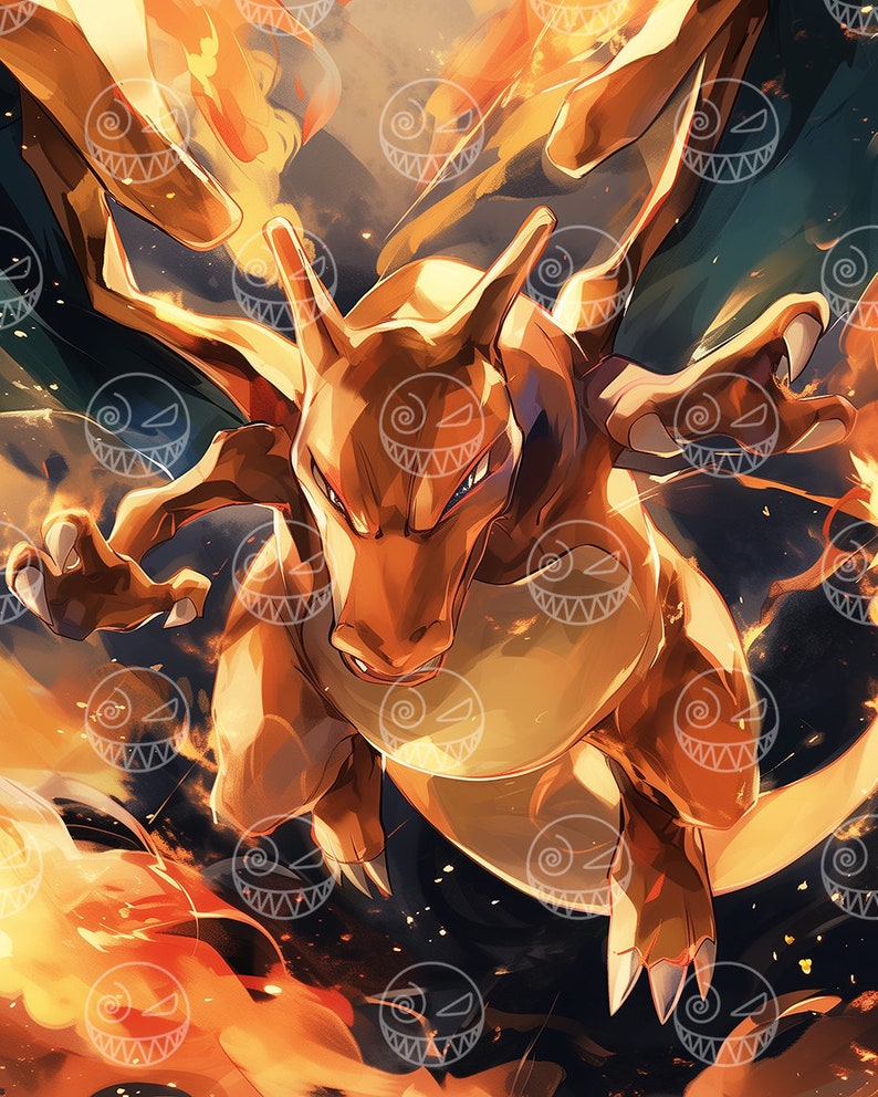 The OG Dragon Charizard Anime Art Gamer Home Decor First Generation ...