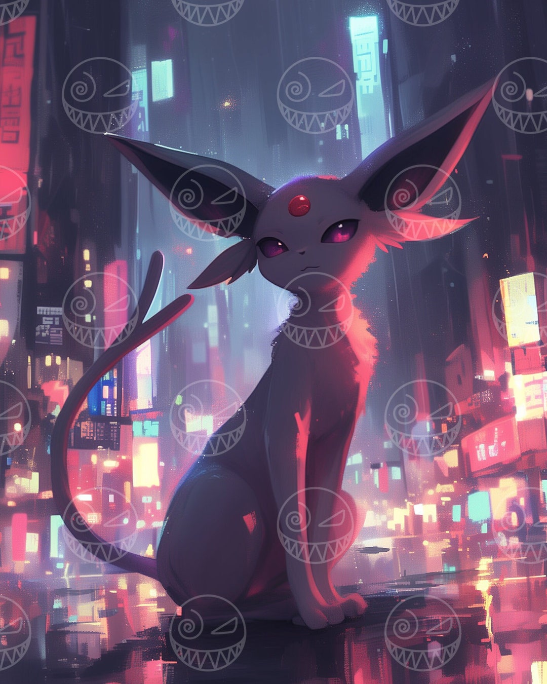 AI - Espeon Anime Art Print: Psychic Eevee, Gamer Room Decor (digital ...
