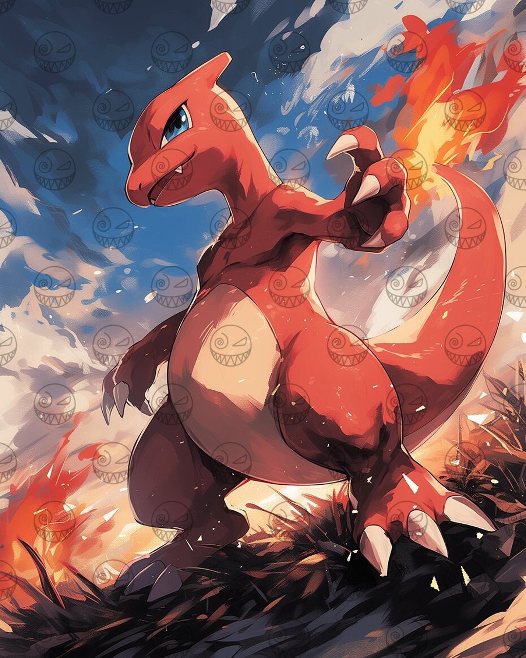 AI - Charmeleon Anime Art Print: Gamer Home Decor (digital Download) - Etsy